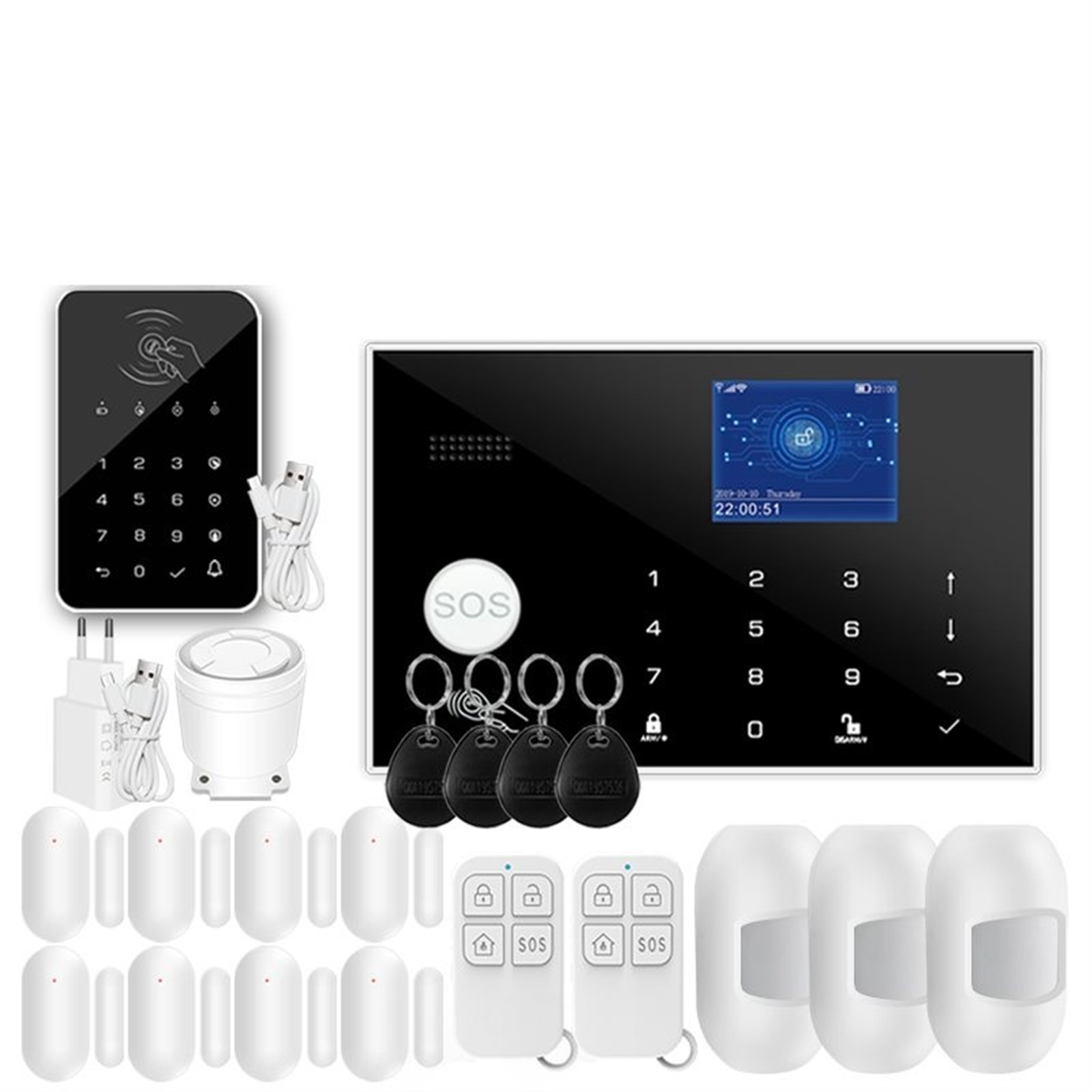4G Home Security Alarm System Tuya GSM Burglar Host App Control Work Support 433MHz Wireless ...