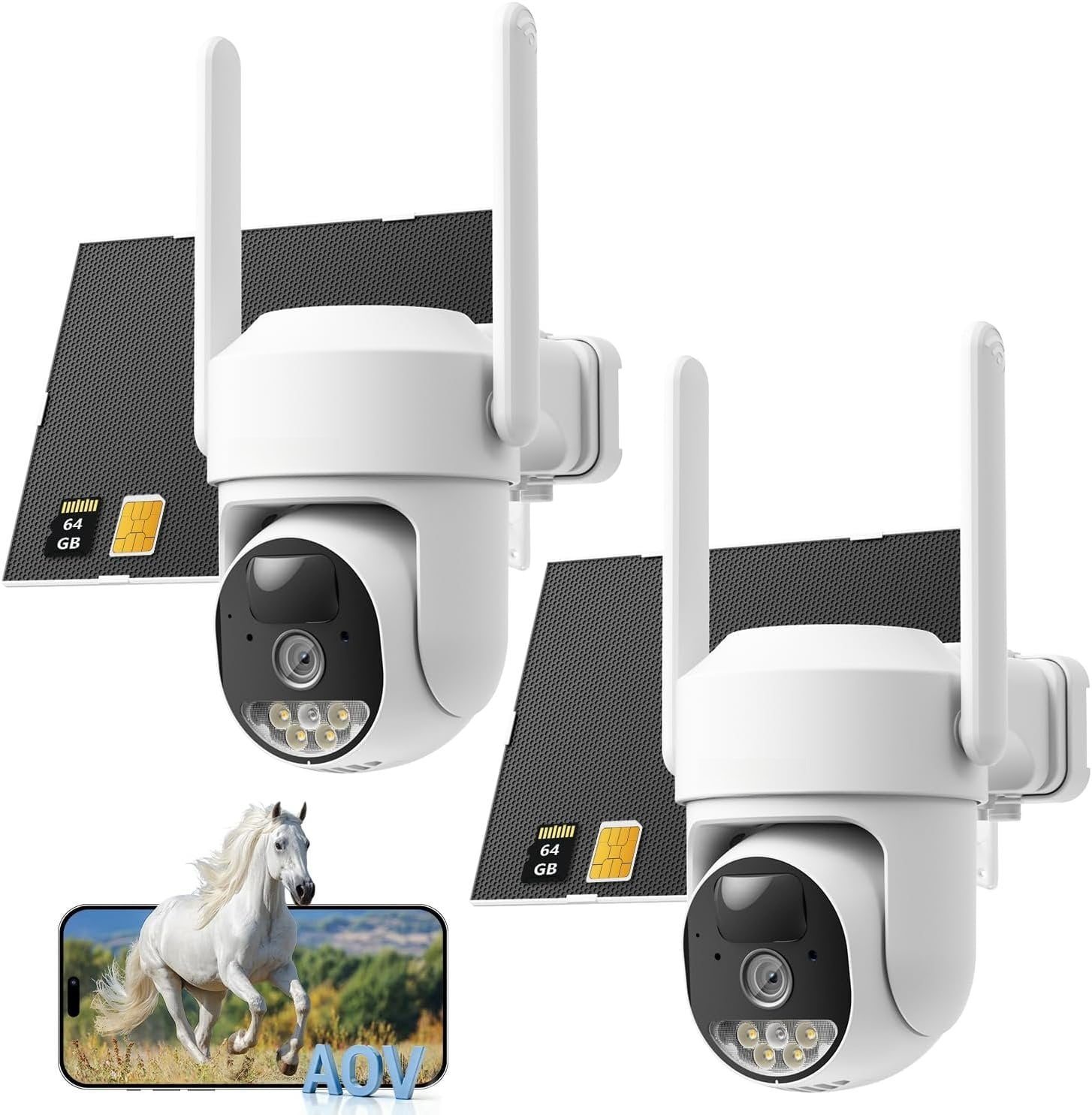 4G LTE Cellular Cameras Outdoor, AOV 24/7 Recording with 64GB SD Card ...
