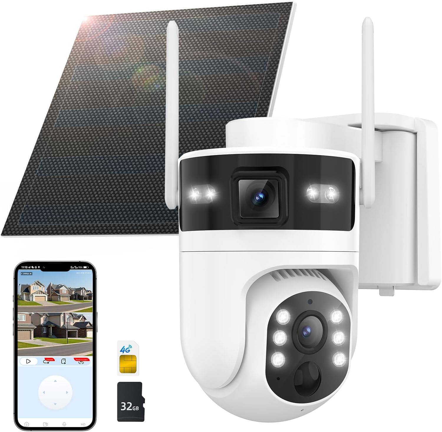 4G LTE Cellular Security Camera: Dual Lens Camara de Seguridad Wireless ...