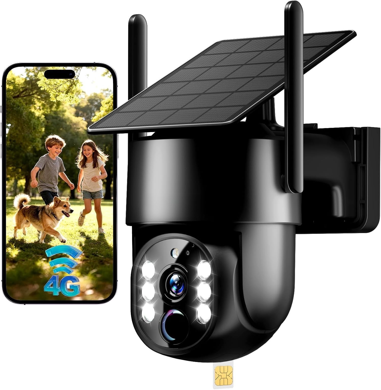 4G LTE Cellular Solar Camera Outdoor, No WiFi Needed, 4MP Color Night ...