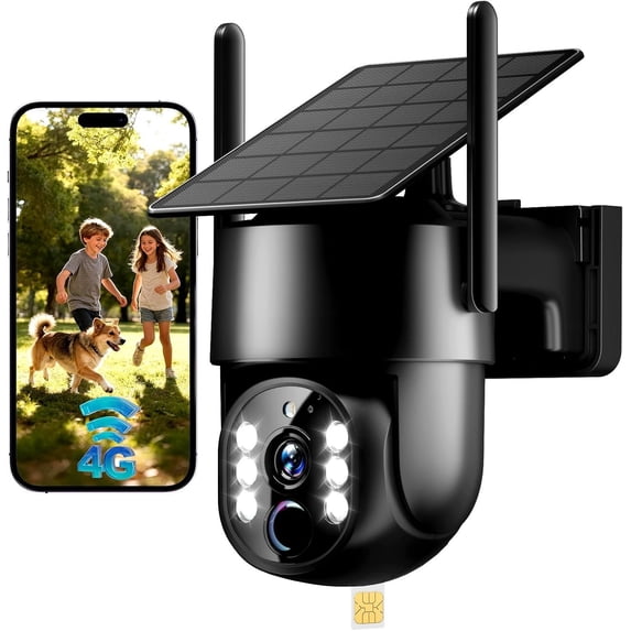 4G LTE Cellular Solar Camera Outdoor, No WiFi Needed, 4MP Color Night ...
