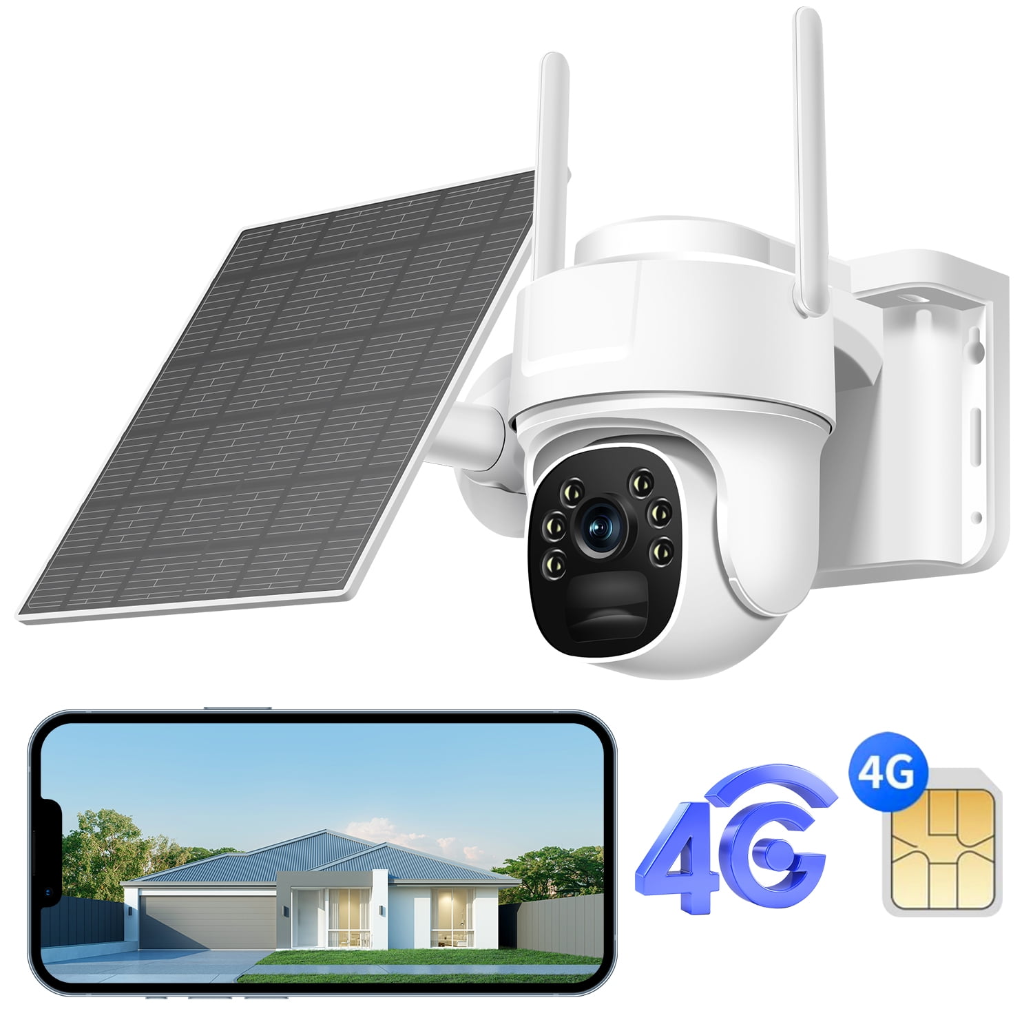 4G LTE Cellular Solar Security Cameras Wireless Outdoor, 2K ...