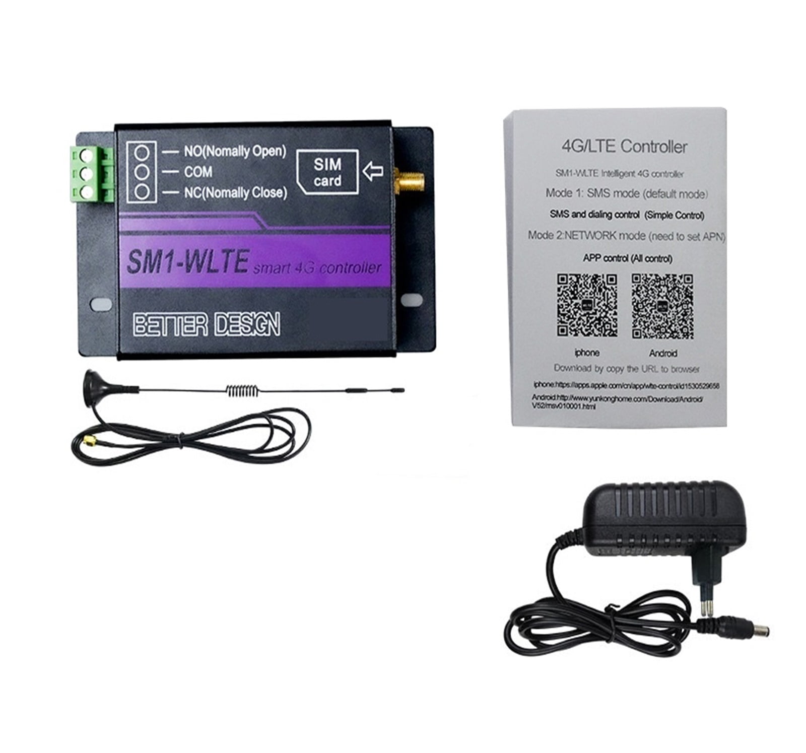 4G LTE FDD GSM SMS Smart Remote Relay Controller SM1-WLTE ON/OFF Switch ...