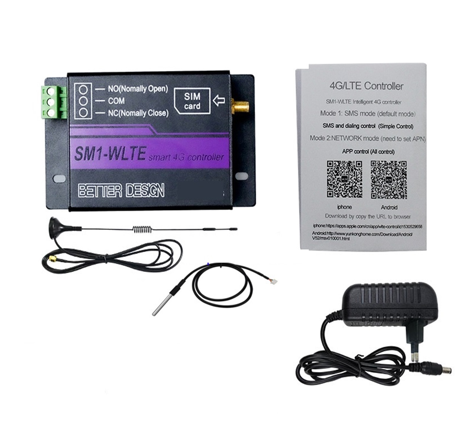 4G LTE FDD GSM SMS Smart Remote Relay Controller SM1-WLTE ON/OFF Switch ...