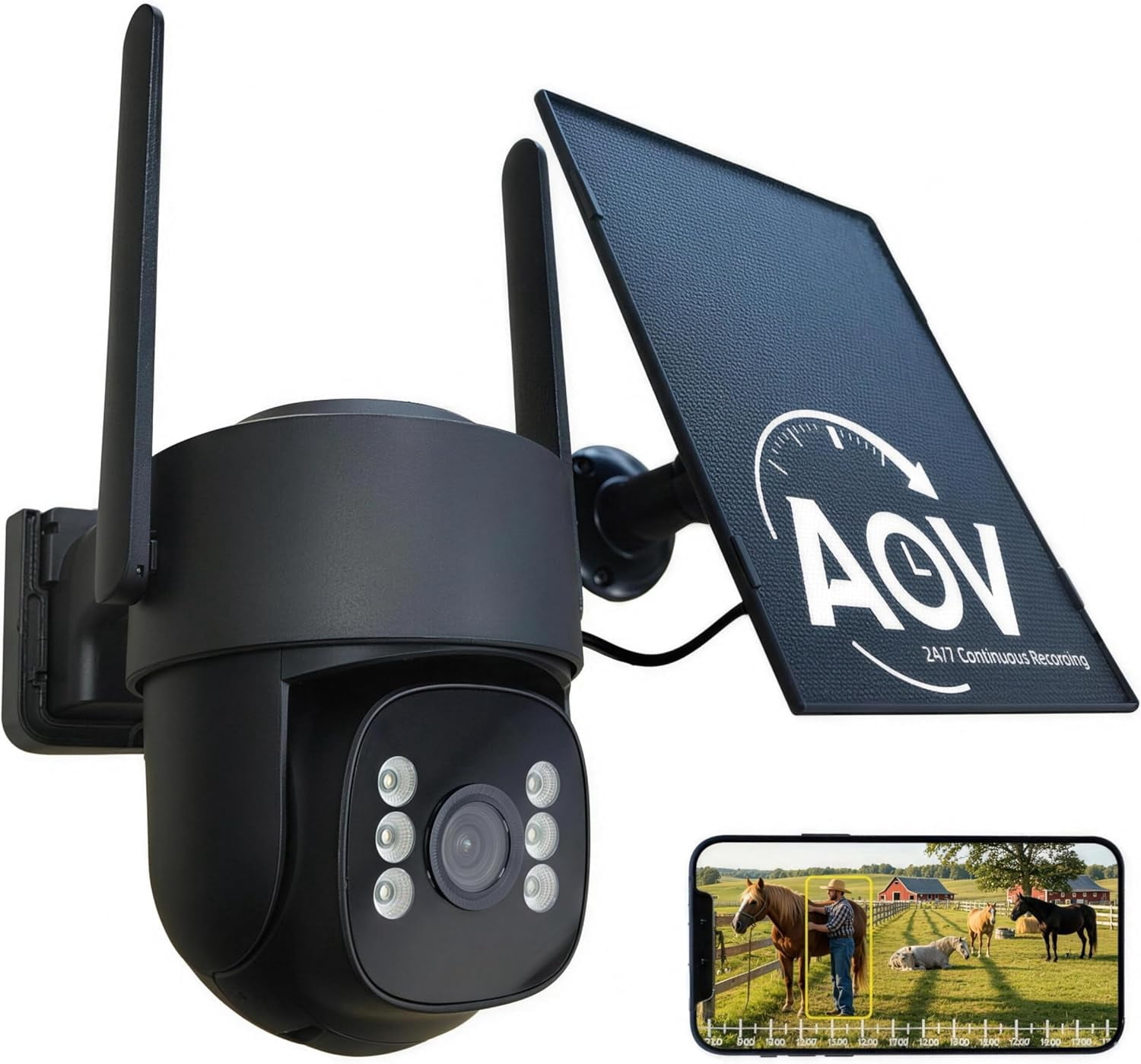 4G LTE Solar Camera, No WiFi or Power Needed, 24/7 Continuous Recording ...