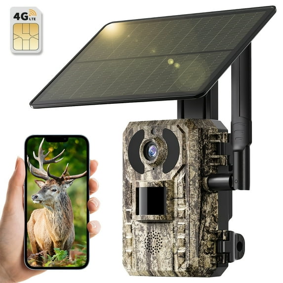 4G LTE Solar Trail Camera with Built-in SIM Card, HD Real-Time View ...