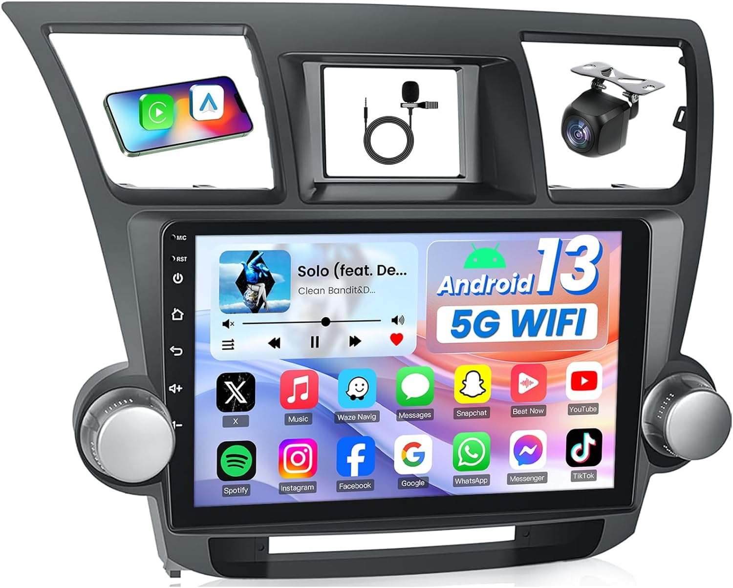 4G RAM+64G ROM Bluetooth 5.4 Car Radio Stereo for Toyota Highlander ...