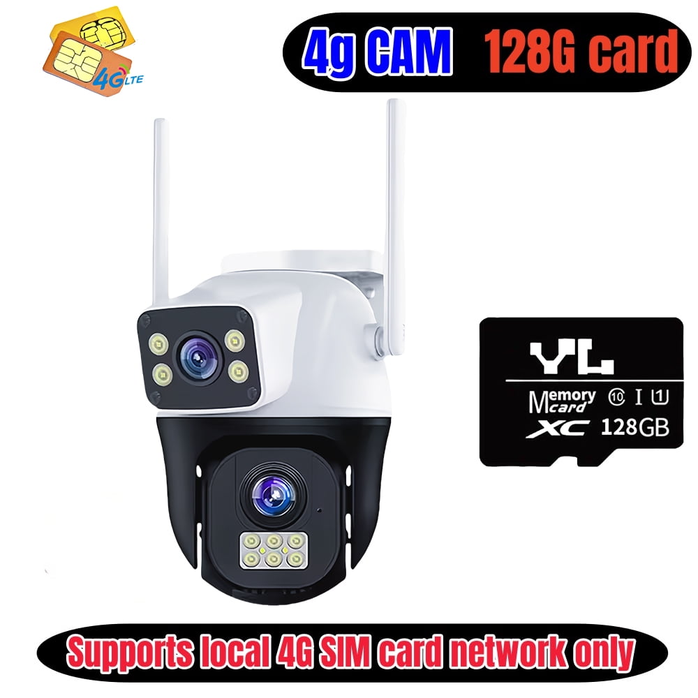 4G SIM Card Camera 8MP Dual Lens Dual Screen Outdoor Wireless Monitor ...
