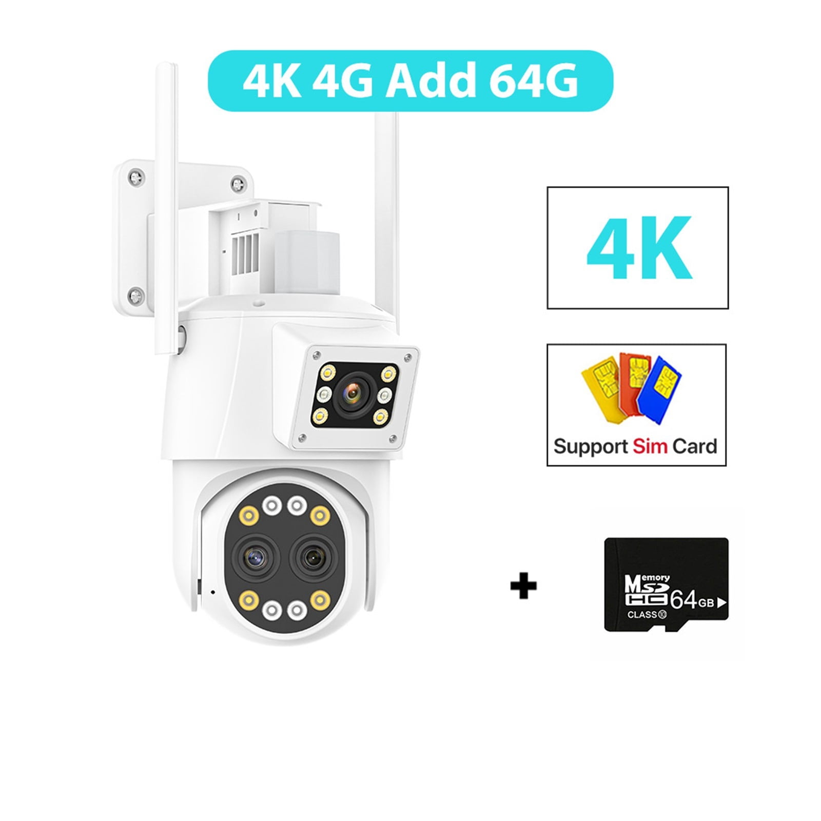 4G SIM Card IP Camera 4K HD 10X Zoom Three-Lens Dual Screen PTZ Camera ...