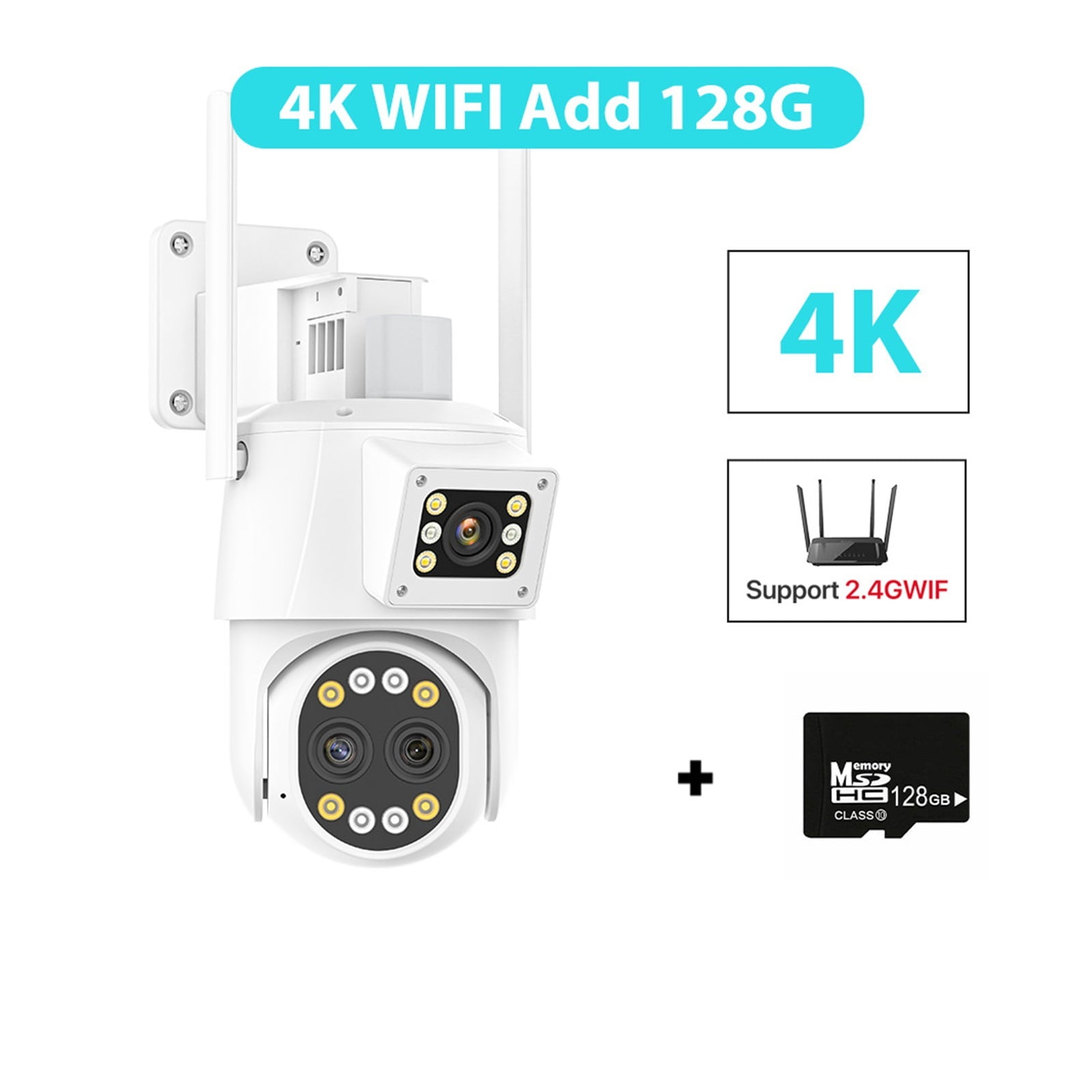 4G SIM Card IP Camera 4K HD 10X Zoom Three-Lens Dual Screen PTZ Camera ...