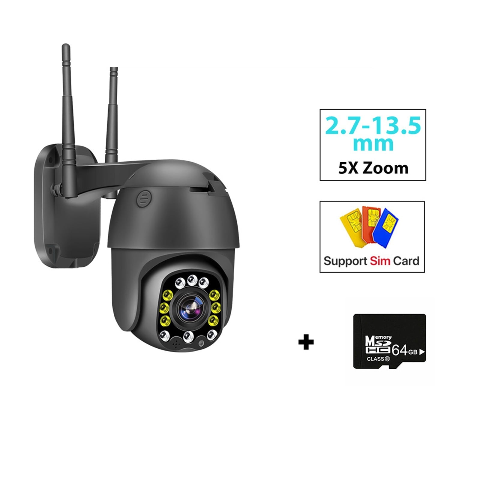 4G SIM Card IP Camera 5X Optical Zoom 1080P HD Security PTZ Speed Dome ...