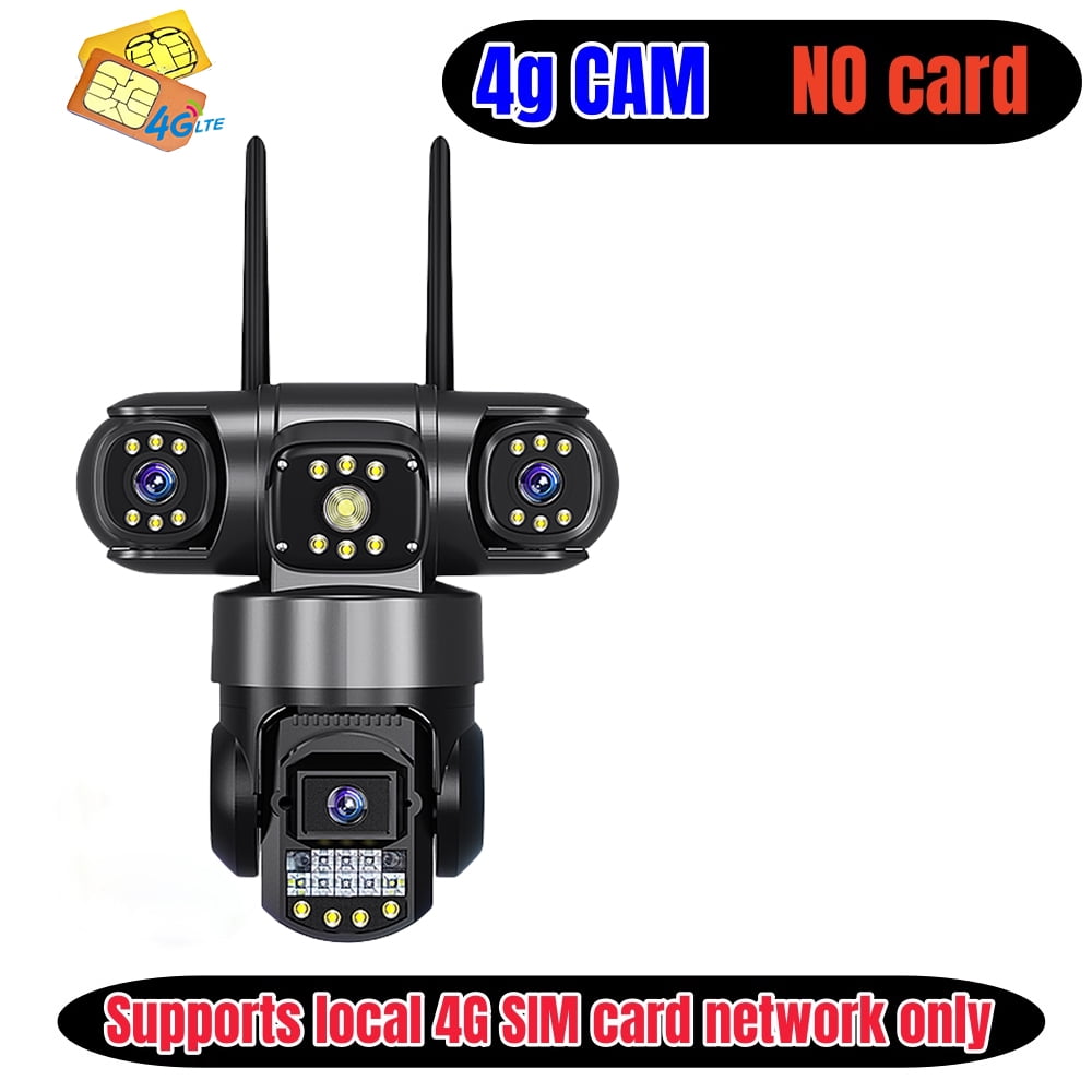 4G Sim Card Camera 12MP 6K Triple Lens Outdoor PTZ IP Camera Night ...