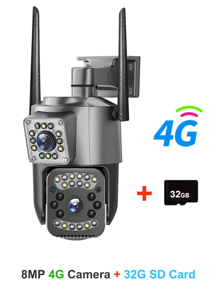 4G Sim Card Camera 8MP 4K Dual Lens Outdoor PTZ IP Cameras Night Vision ...