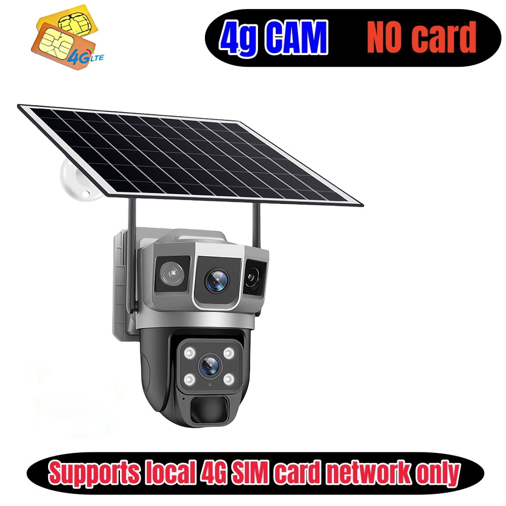 4G Solar Camera WiFi Wireless Monitor Triple Screen 12MP HD Outdoor ...