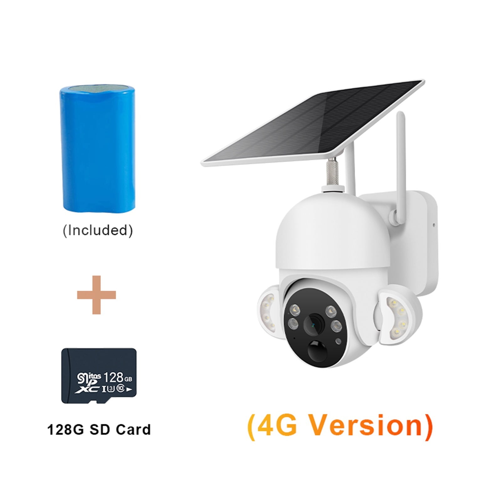 4G Solar Powered PTZ Security Camera Full Color Floodlight Wireless ...