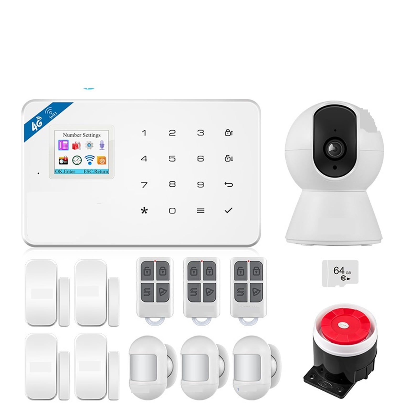 4G/WIFI Alarm System Security Home Wireless Control KIT GSM Alarm Panel ...