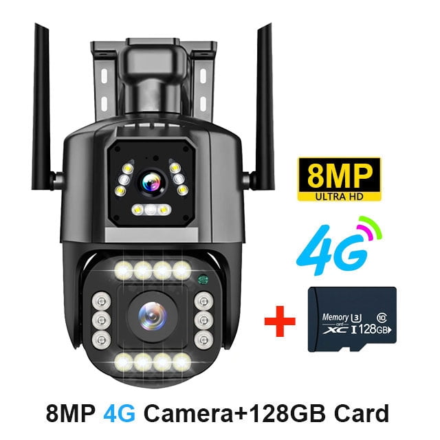 4G/WiFi IP Camera 8MP 4K Dual Lens Dual Screens Network Monitor Smart ...