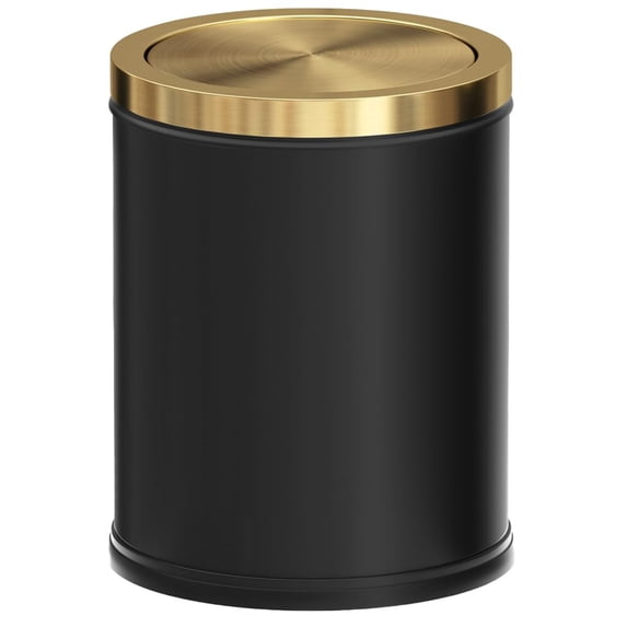 4GAL Bathroom Trash Can with Lid, Small Trash Can with Bronze lid,Black ...