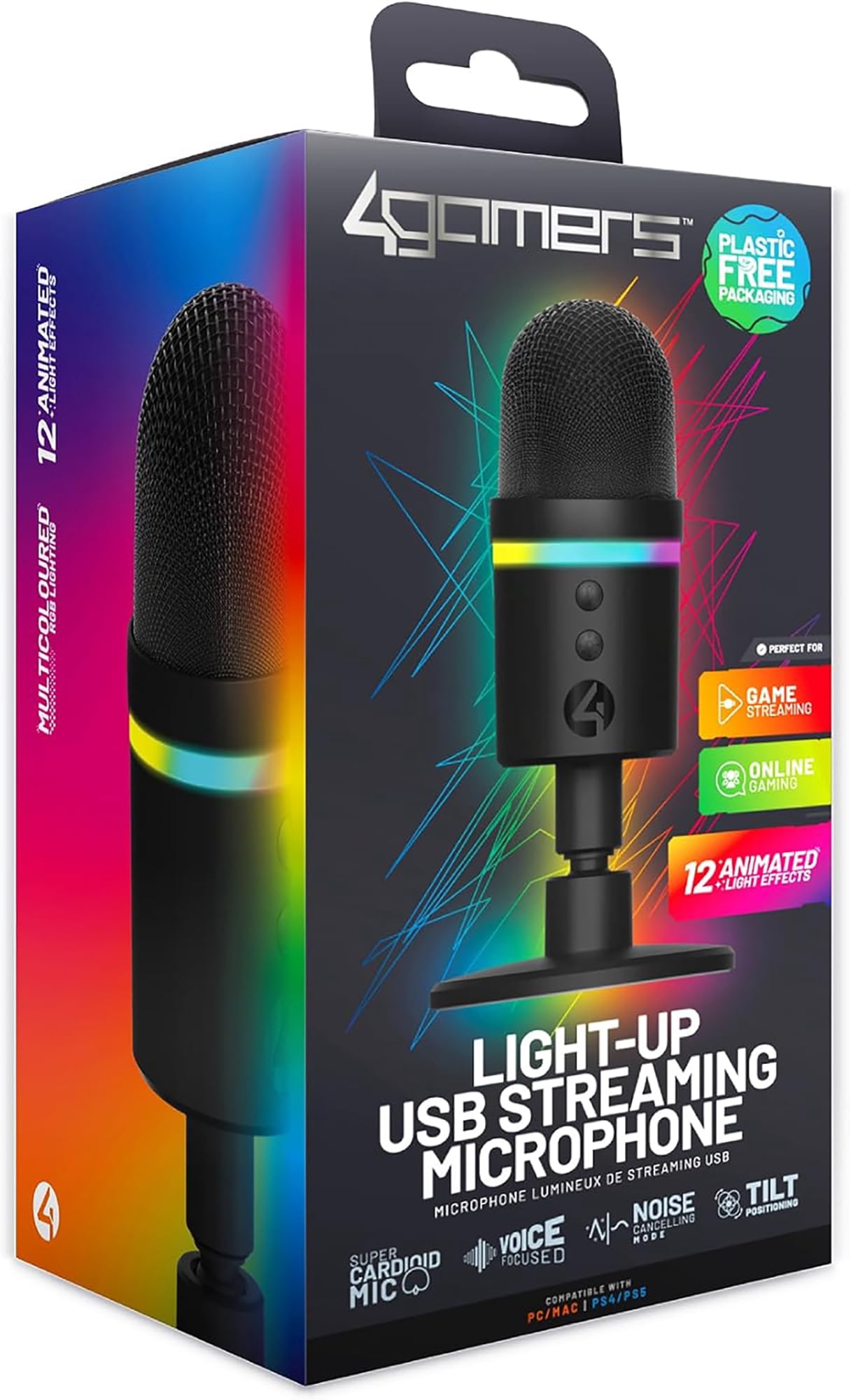4Gamers Light Up Streaming Microphone - Compatible with PC for Gaming ...