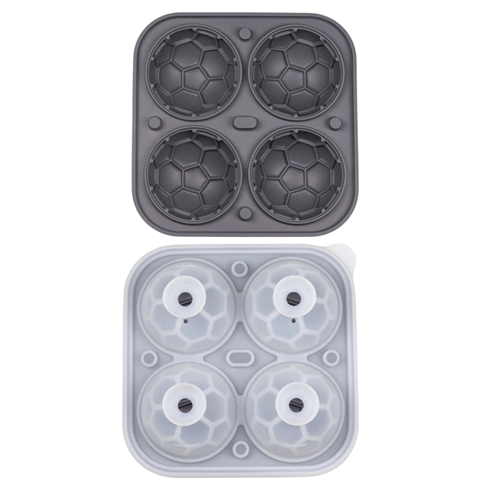4Grids Silicone Ice Grid Football Ice Cube Mold With Cover Large Ice ...