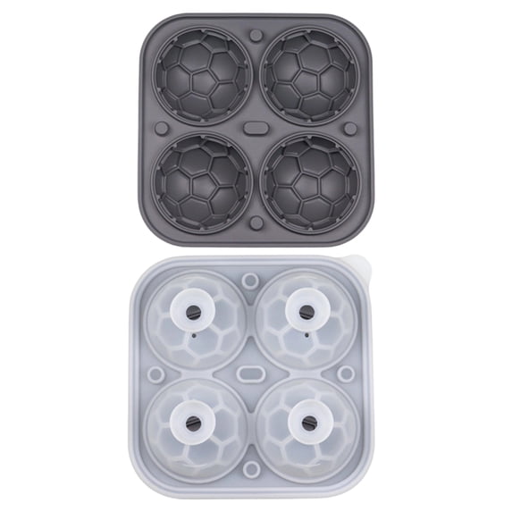 4Grids Silicone Ice Grid Football Ice Cube Mold With Cover Large Ice ...