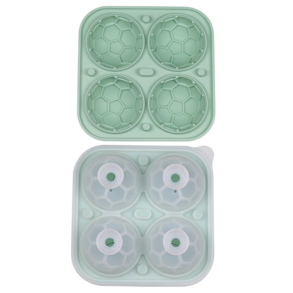 4Grids Silicone Ice Grid Football Ice Cube Mold With Cover Large Ice ...