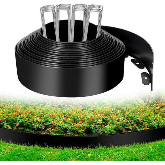 4IN x 33FT Landscape Edging, Garden Edging Borders with 40pcs Metal ...