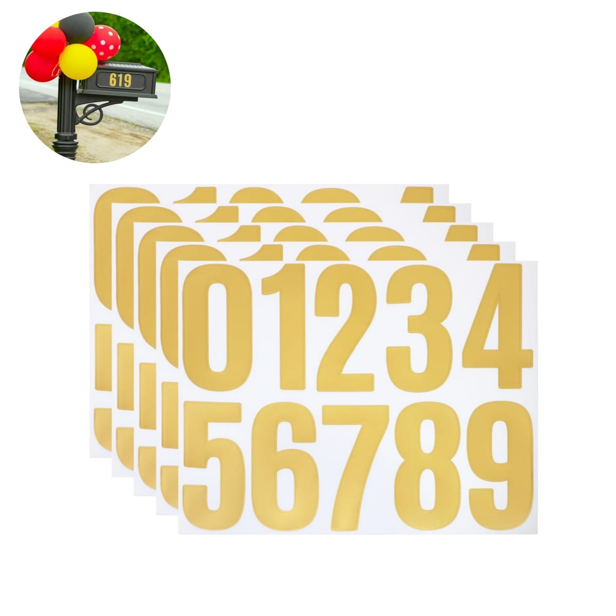 4In Self Adhesive House Numbers,Pack of 10 Gold Self Adhesive ...