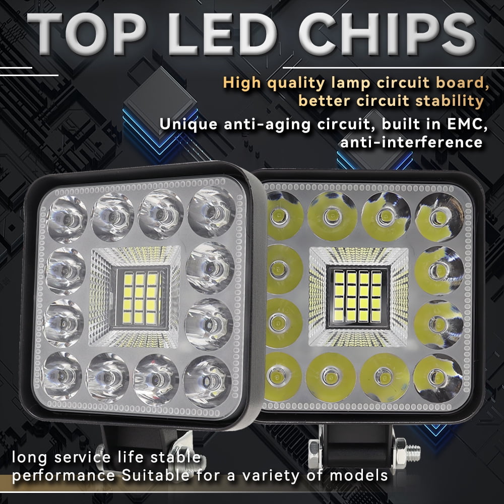 4Inch 123W Spotlights Square LED Work Light For Car Modification ...