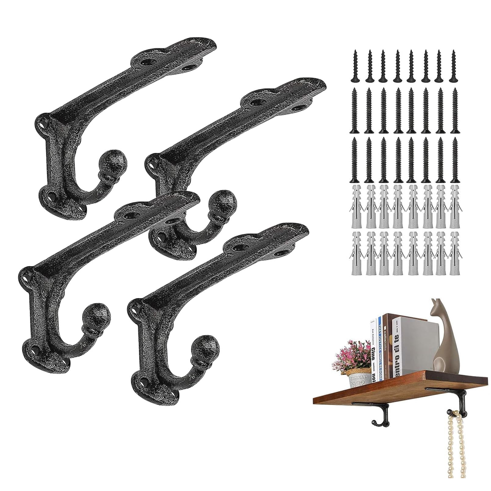 4Inch 4Pack Cast Iron Rustic Wall Mounted Shelf Brackets - Walmart.com