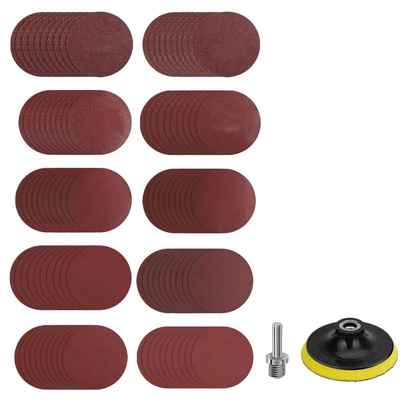 4Inch Angle Grinder Sanding Discs, 100pcs Sand Paper Discs with 4 Inch Hook and Loop Backing Pad ...