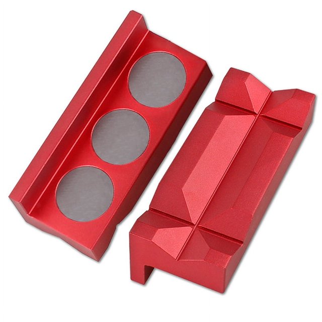 4Inch Vise Jaw Pads Magnetic Aluminum Vise Jaw Caps Reversible Pipe ...