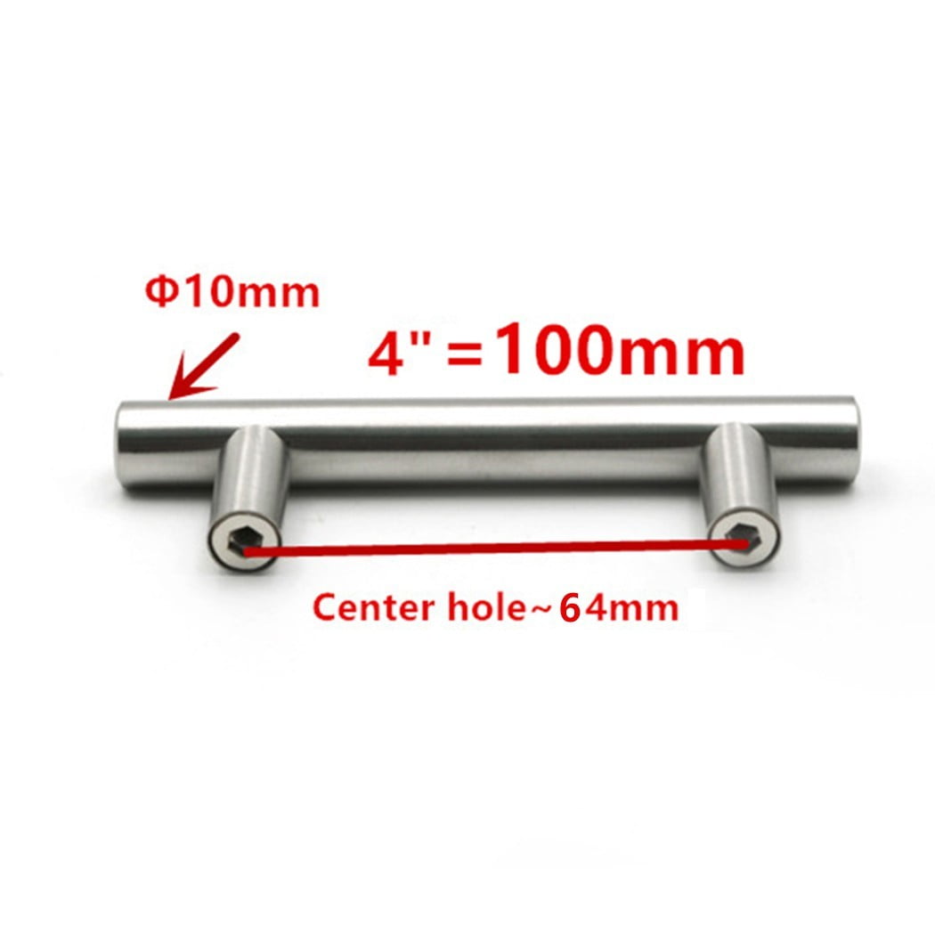4Inches Stainless Steel Silver T-type Drawer Cabinet Wardrobe Door Pull ...