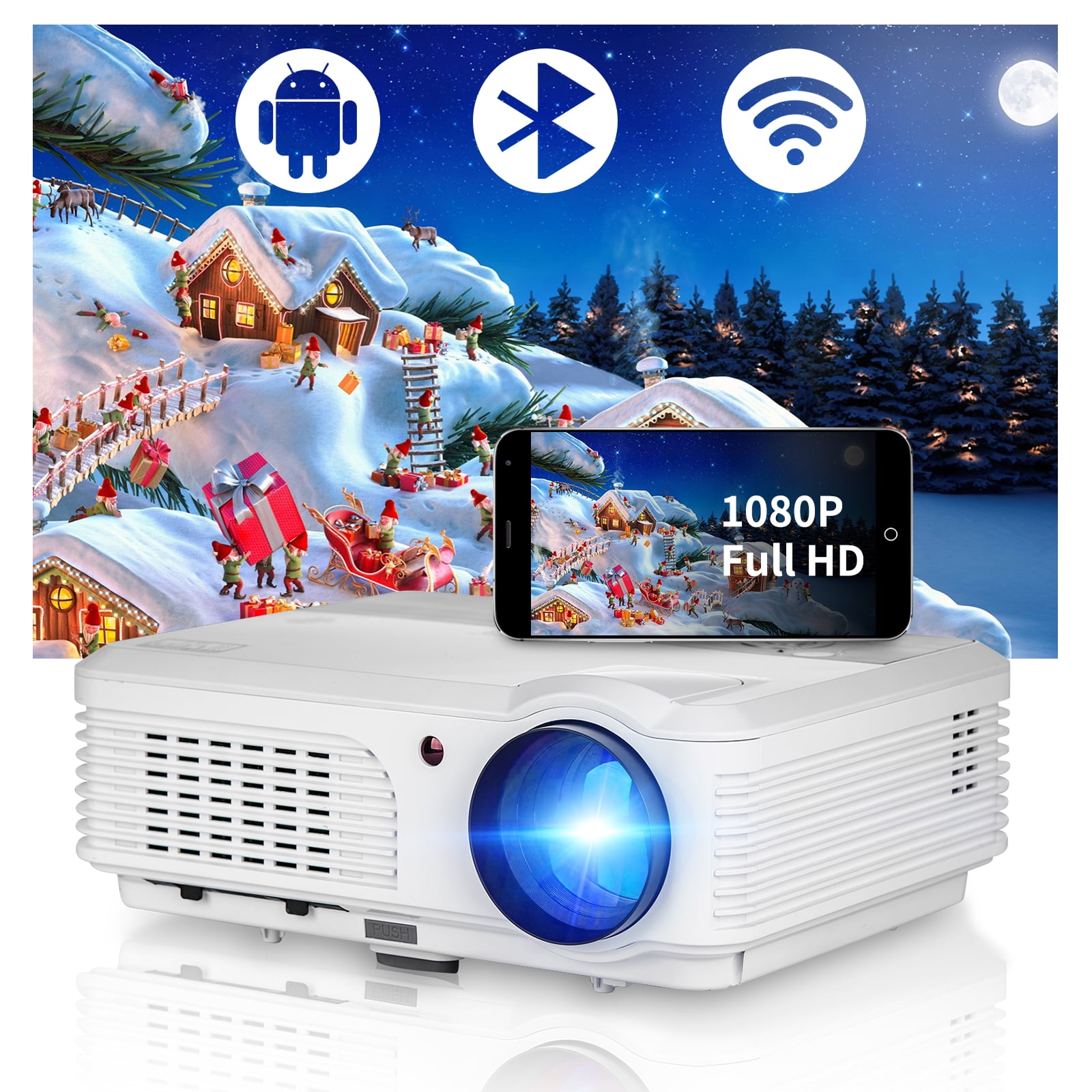 4K 10000 Lumens Android Beamer Projector Outdoors Full HD 1080P 8K ...