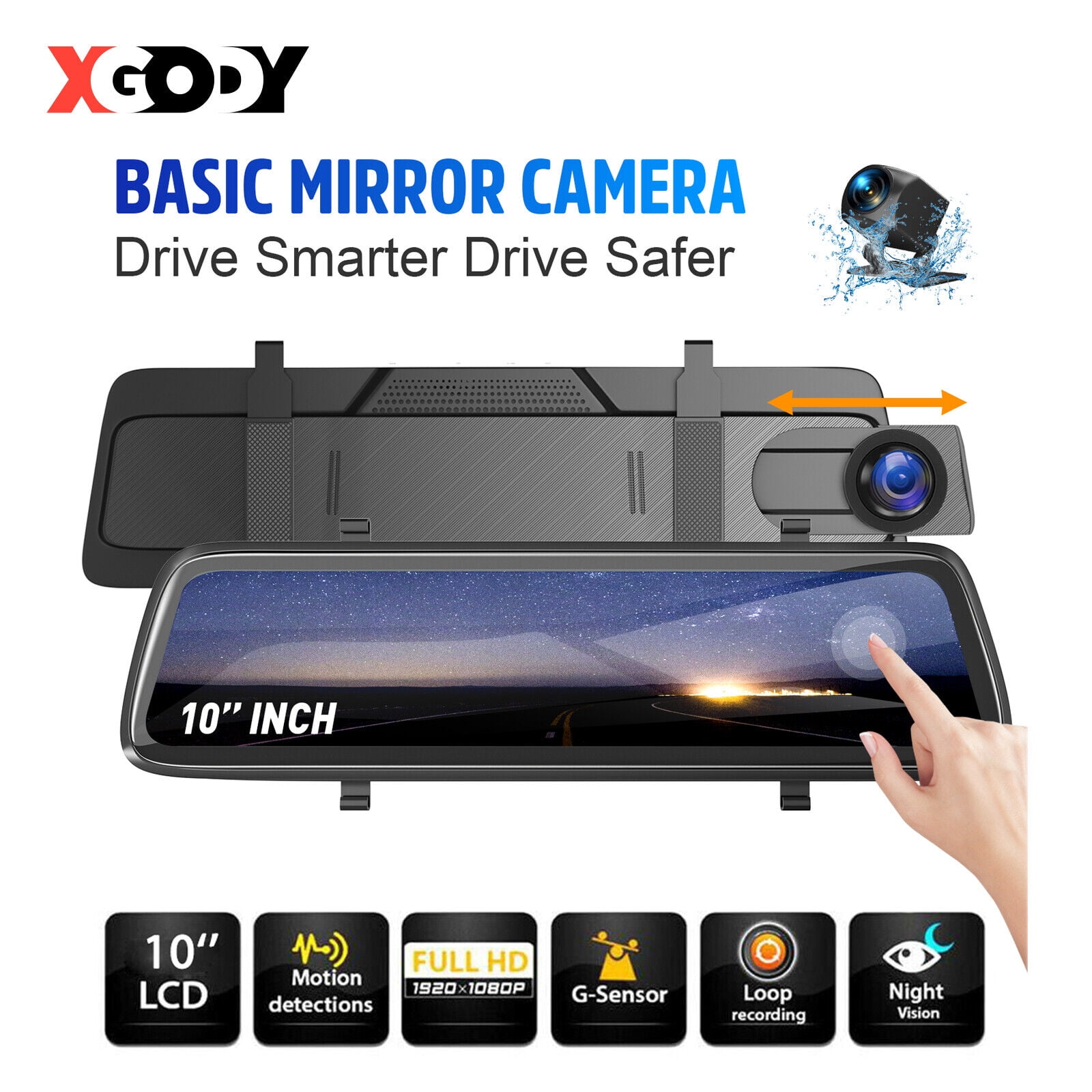 4K 12 in Dash Cam HD Mirror GPS WiFi Car Rear View Reverse Camera Loop ...