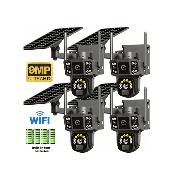 4K/12MP Solar-Powered Security Camera, 360° Panoramic Outdoor View ...