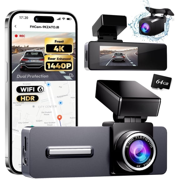 4K+2.5K Cam Front and Rear, GalaxyCore Sensor, Free 64GB Card Included ...