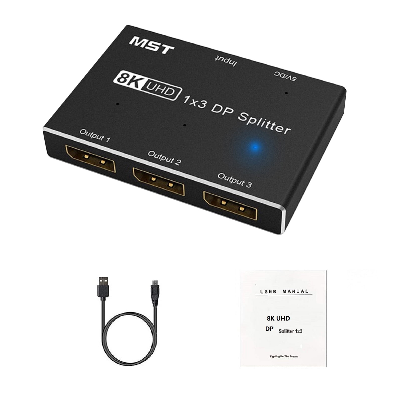 4K 30hz 1 X 3 DP Splitter 1 in 4 Out 4 Port 8K60Hz with Extended ...