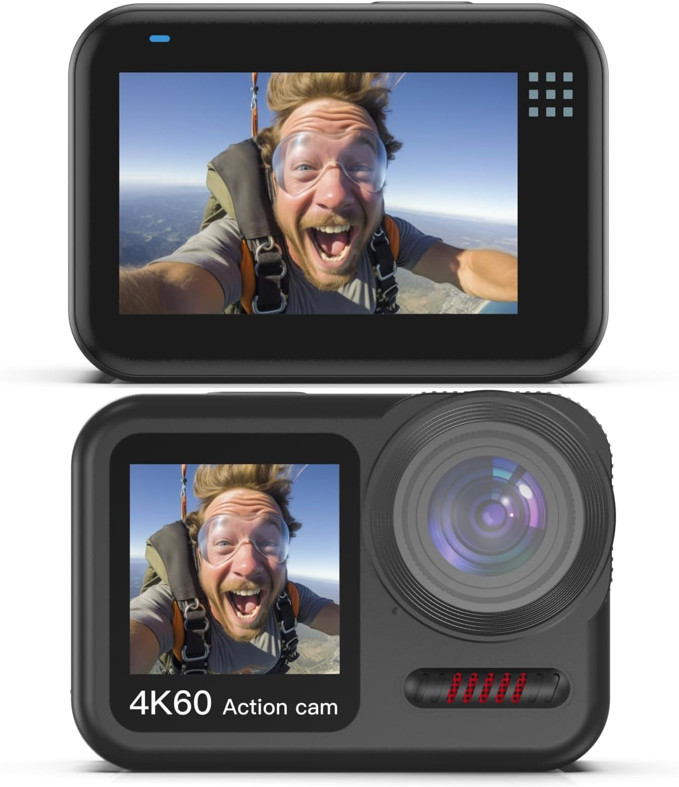 4K 60FPS Action Camera,Bare Metal 66FT Underwater Camera,2" Touch Dual ...