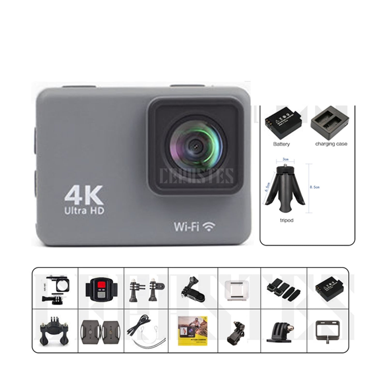 4K/60FPS Anti-shake Action Camera With Remote Control Screen Waterproof ...