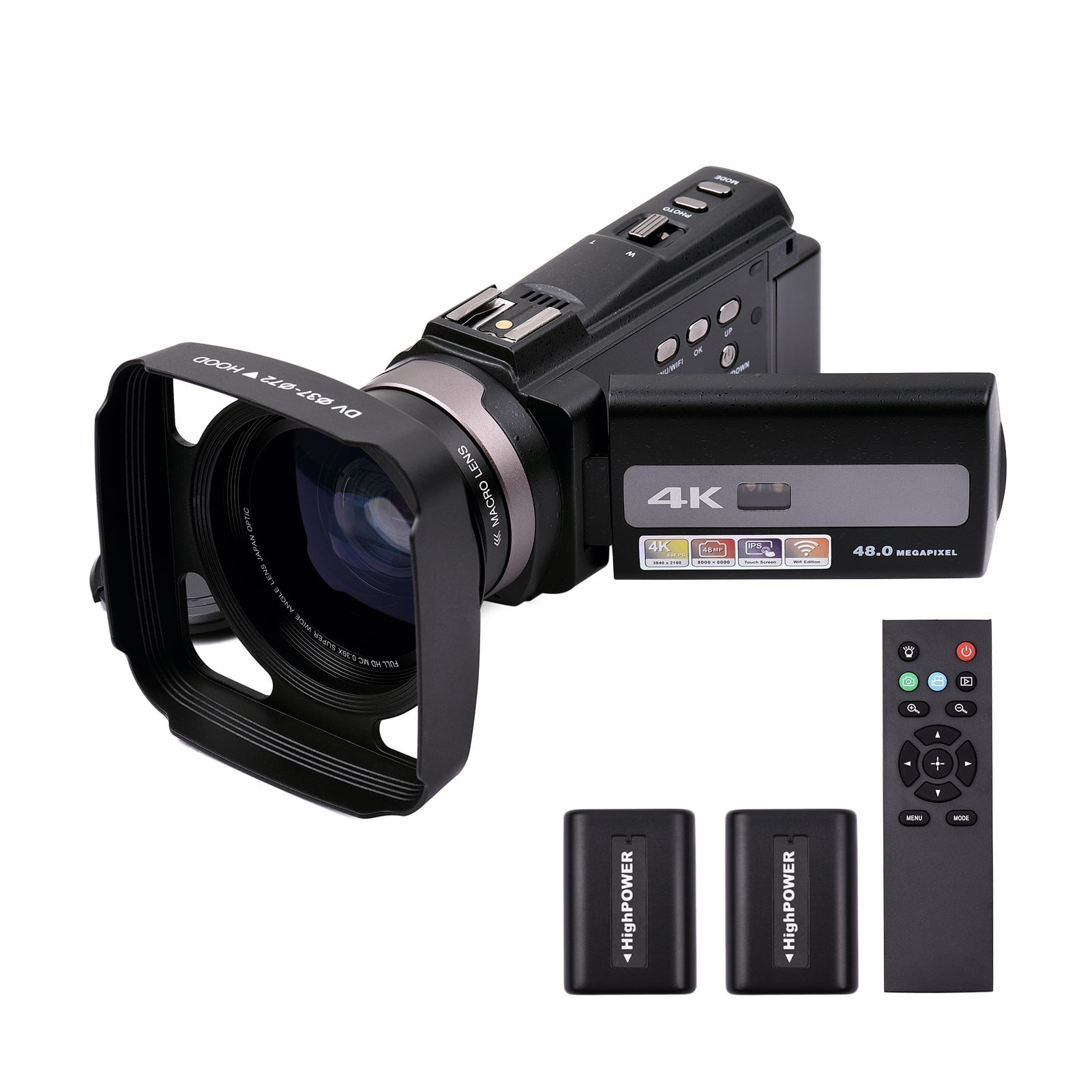 4K 60FPS Ultra HD Digital Video Camera DV Camcorder 48MP Anti-shaking Time Lapse Slow Motion ...