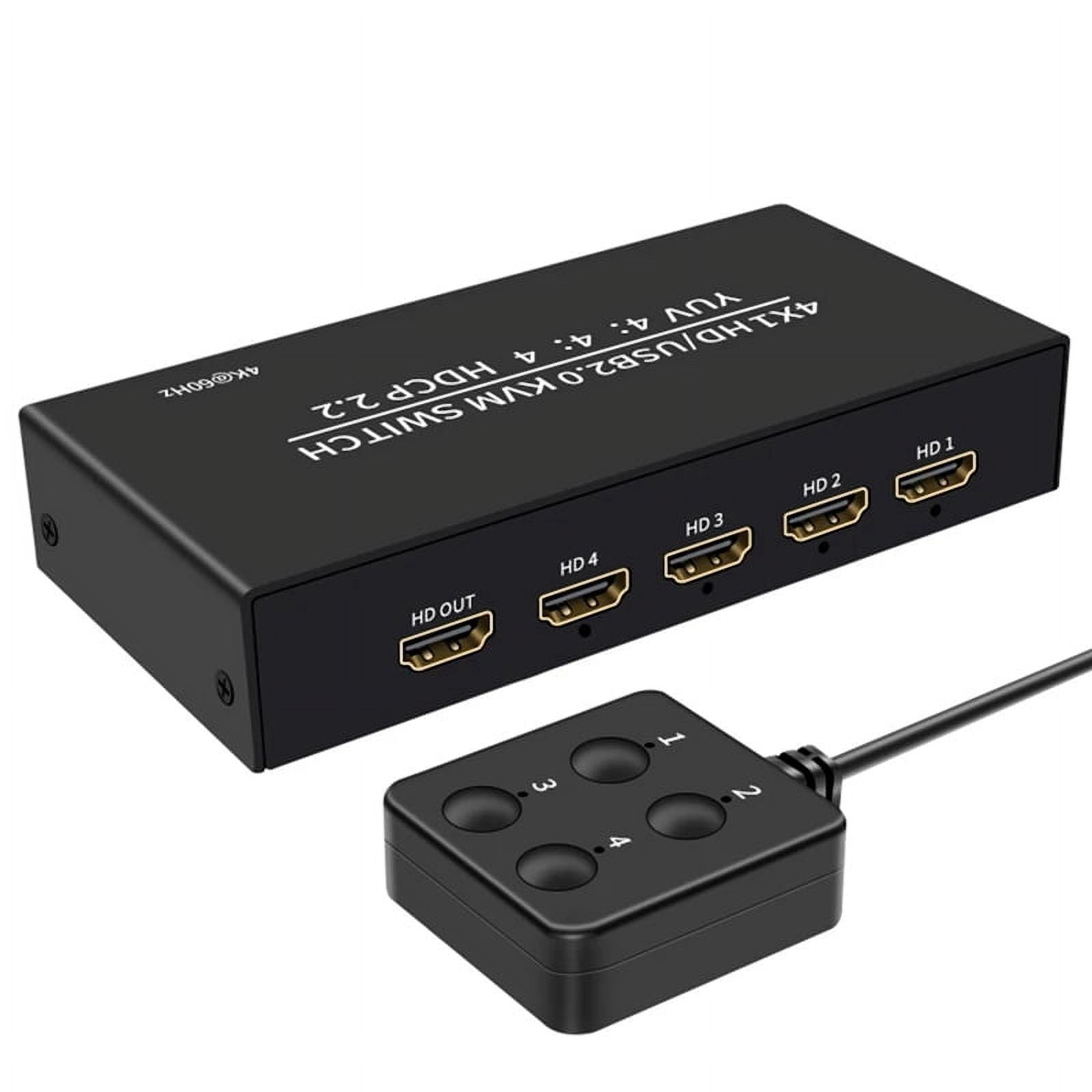 4K 60Hz -Compatible USB KVM Switcher Selector 4 in 1 Out for PC Share ...