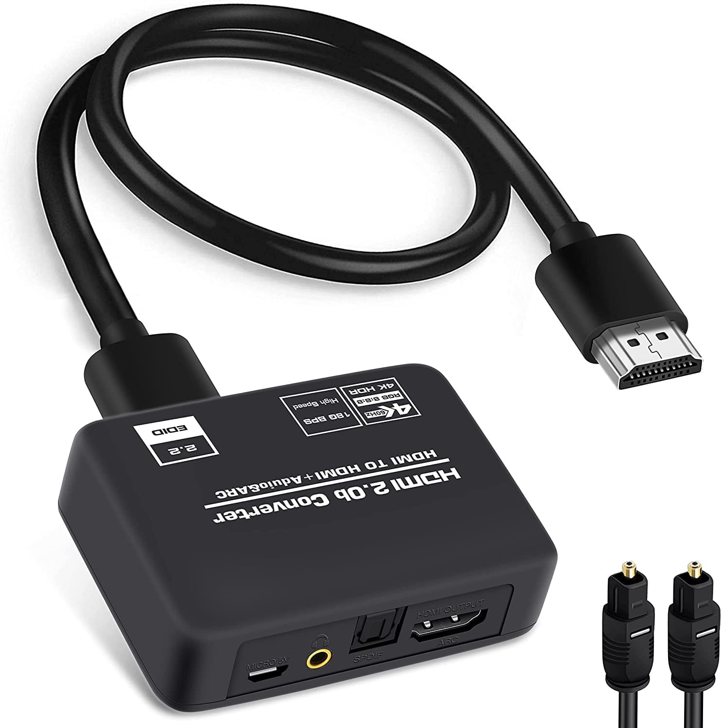 4K@60Hz HDMI 2.0b Audio Extractor - HDMI + Toslink SPDIF + 3.5mm Output ...