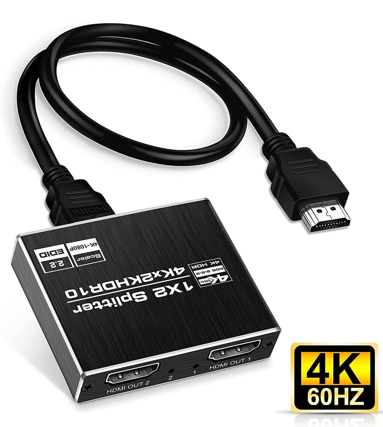 4K@60Hz HDMI Splitter 1 in 2 Out, AUBEAMTO Aluminum HDMI Splitter for ...