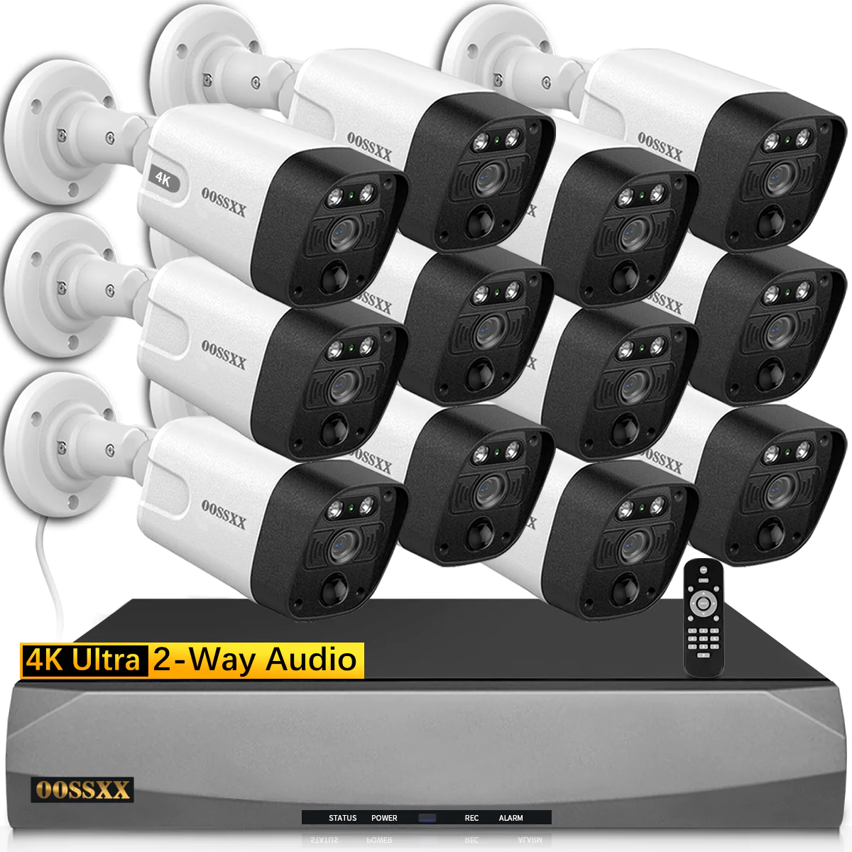OOSSXX 2-Way Audio Megapixel Poe Security Camera System,4K Hardwired ...