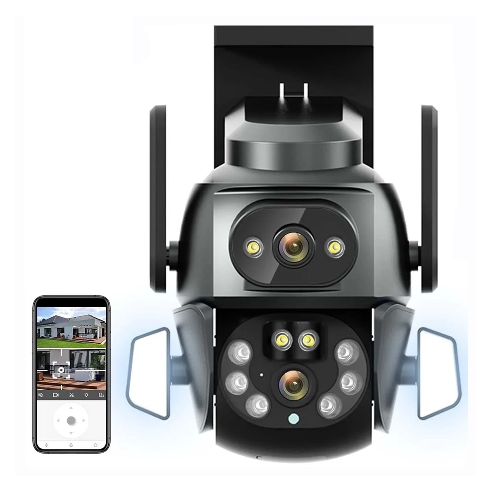 4K 8MP Camera Dual Lens Dual Screen 2K 4MP Video Surveillance Camera ...