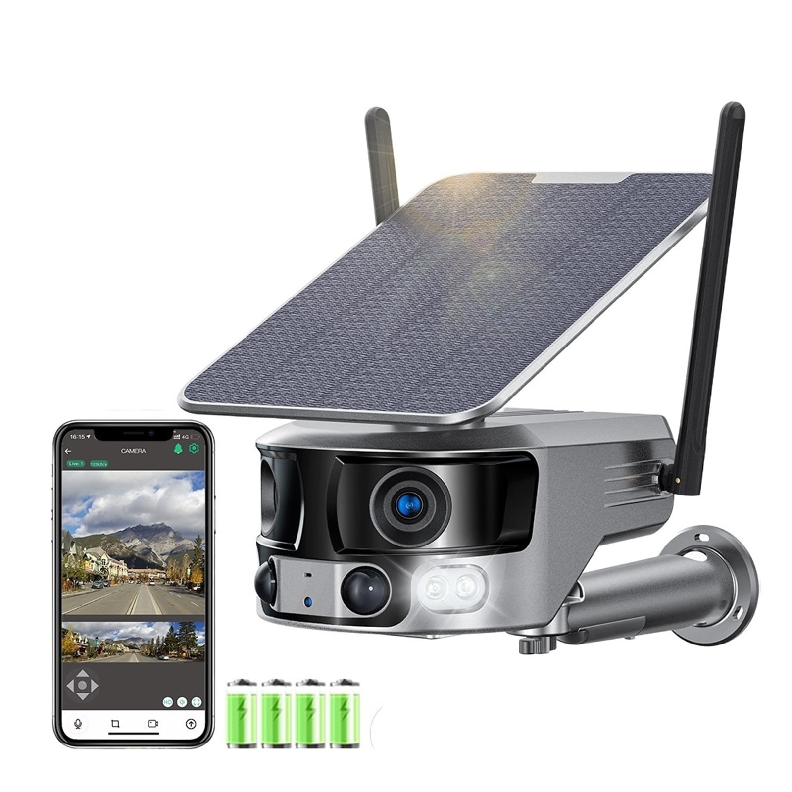 4K 8MP Dual Lens 180° Ultra Wide View Angle 4g Solar Camera Outdoor 4X ...