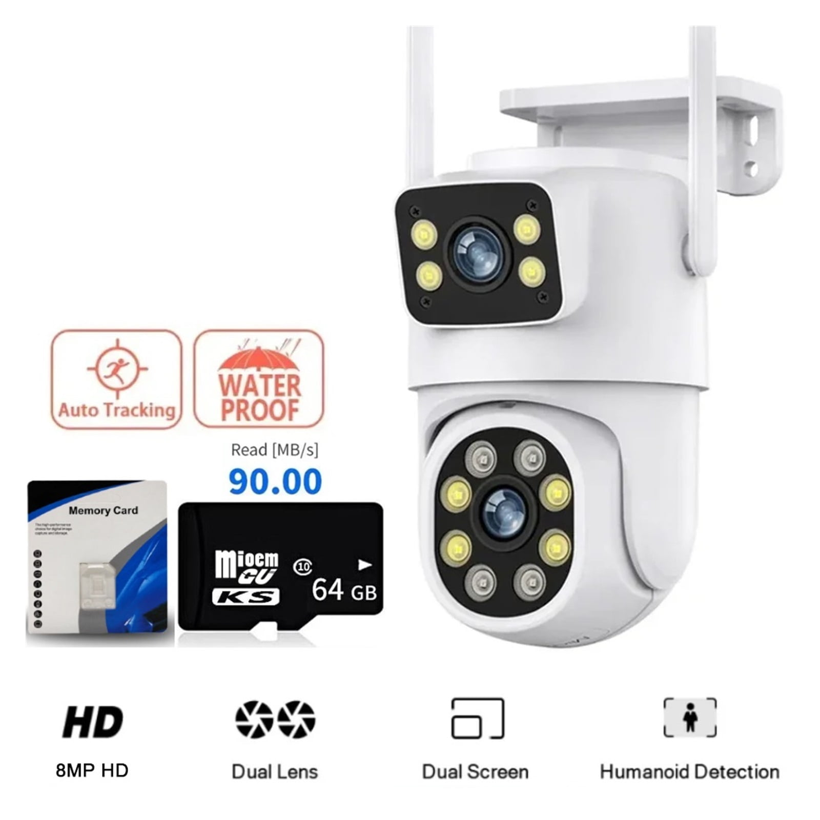 4K 8MP Dual Lens PTZ Camera Full HD Dual Screen Ai Human Auto Tracking ...