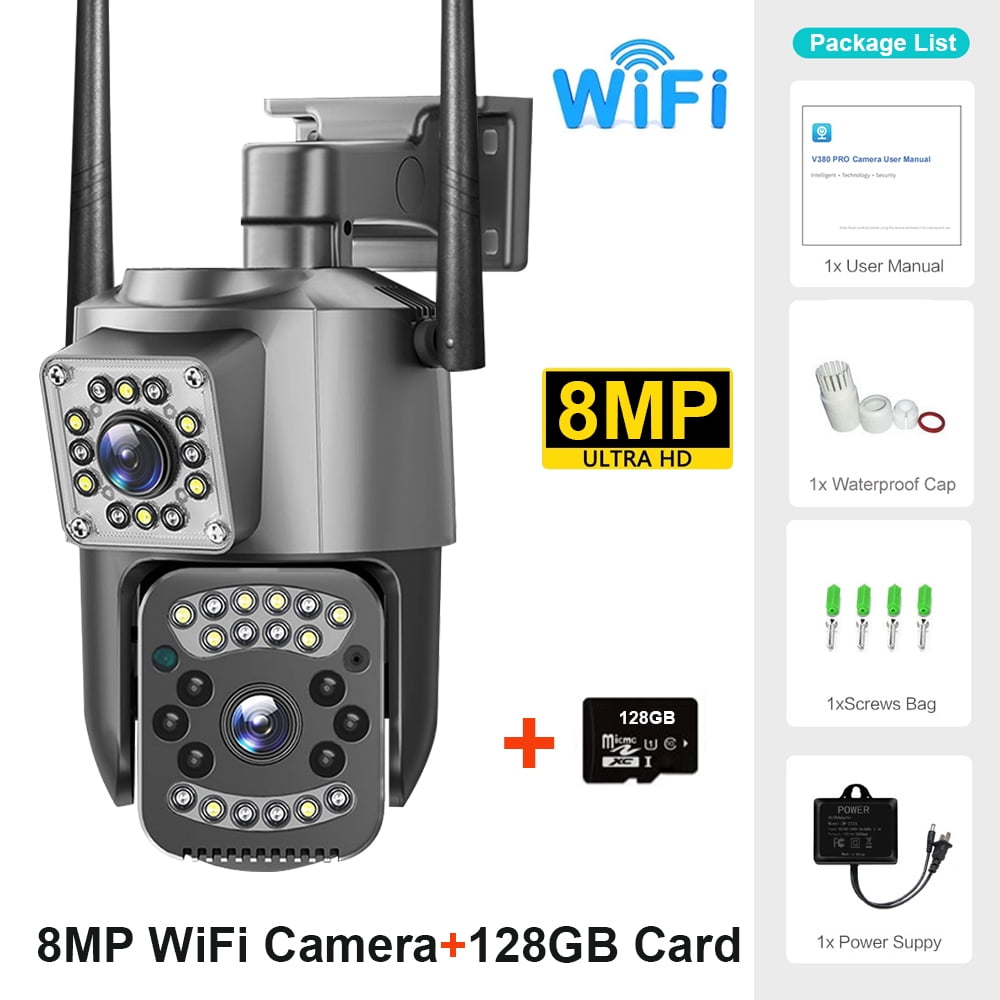 4K 8MP Dual Lens WiFi IP Camera Night Vision Ai Human Detect PTZ Outdoor Video Camara Wireless ...