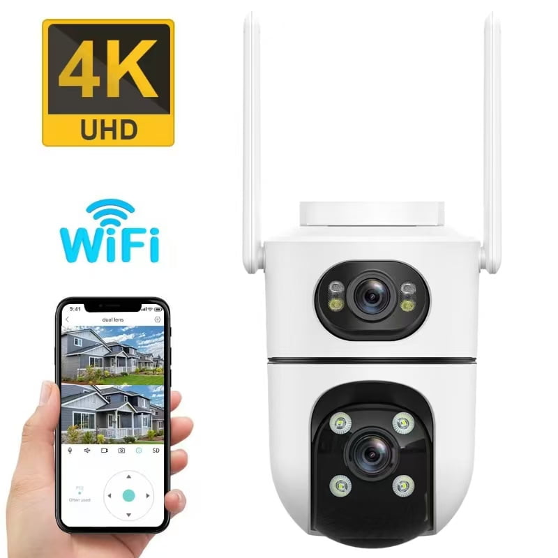 4K 8MP Dual Lens, WiFi Surveillance Camera, 4X Digital Zoom, AI Human Detect, ONVIF, Outdoor ...